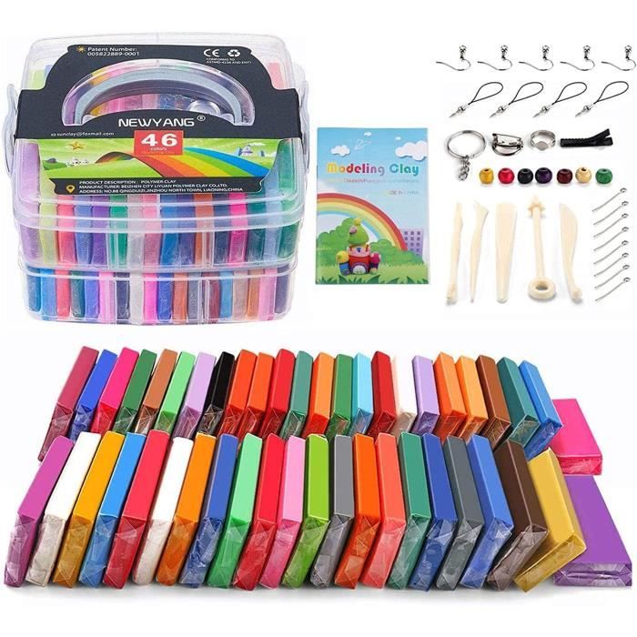 NEWYANG Pate Polymere - 46 Couleurs 1.28Kg-2.80LB Pate Polymère Set, Kit Pate Coffret , Pate a ...