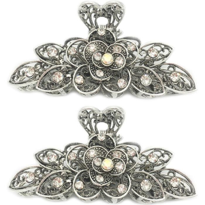 Lot De 2 Pinces À Cheveux Rétro Chic En Alliage De Strass Pour Femme ...
