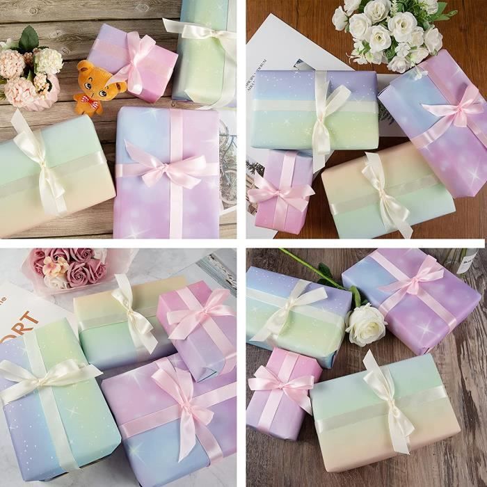 8 Feuilles de Papier D'emballage, Feuilles de Papier Cadeau en ...