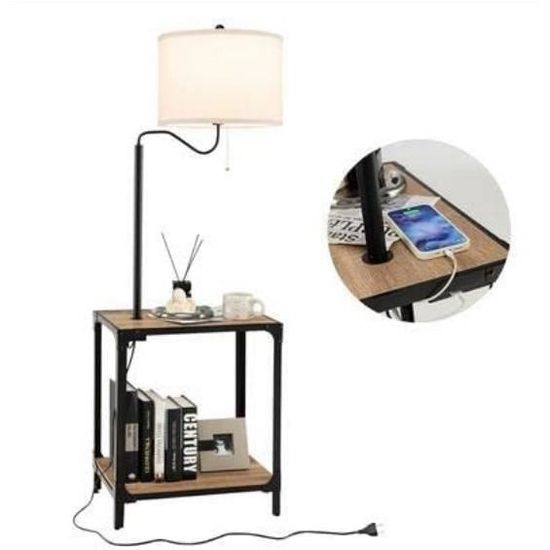 RELAX4LIFE Lampadaire sur Pied avec Tablette, Poteau Rotatif à 360° & 2 ...