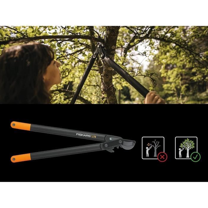 Fiskars Coupe-branches à lames franches pour bois vert, Système à crémaillère PowerGear II ...