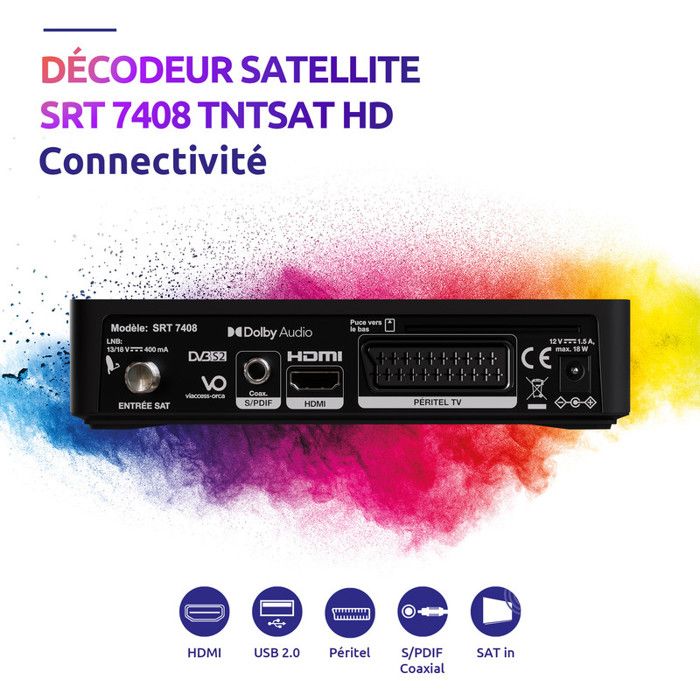 STRONG - Décodeur SRT7408 TNTSAT HD- Carte TNTSAT - Direct Différé ...