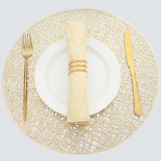 Lot de 6 sets de table ronds dorés pour table de salle à manger antidérapants et faciles à ...