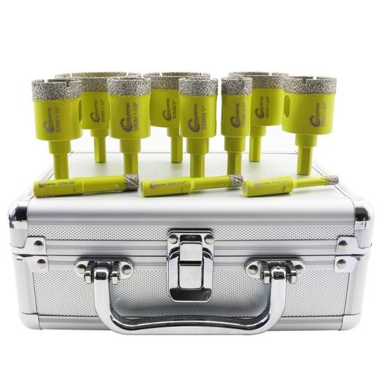 Foret Diamant Kit Trepan Carrelage - 11pcs (6-8-10-20-25-28-32-35-45-50-65mm) Scie Cloche avec ...