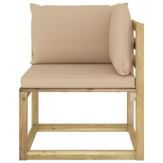 YIN(3065024)Canapés d'angle de jardin 2pcs et coussins Pin imprégné de ...