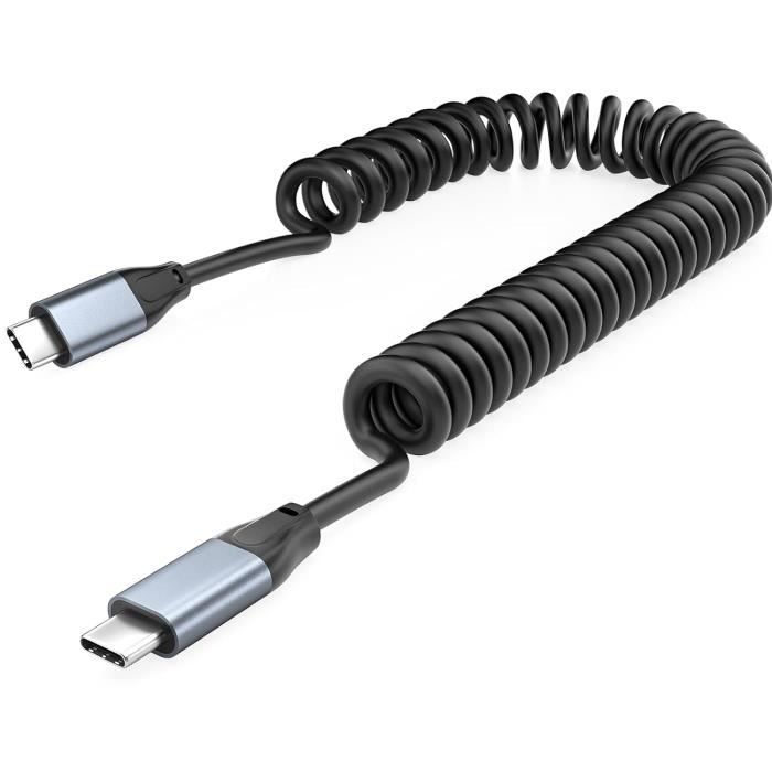 Câble Spiralé USB C vers USB C 100W 0.5M-1M, USB C 3.2 Gen2x2 20Gbps ...