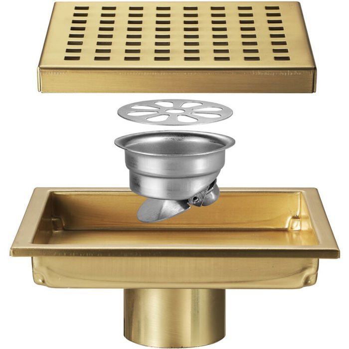 Siphon de sol - KZQ - 150 x 150 mm - Acier inoxydable - Déodorant ...