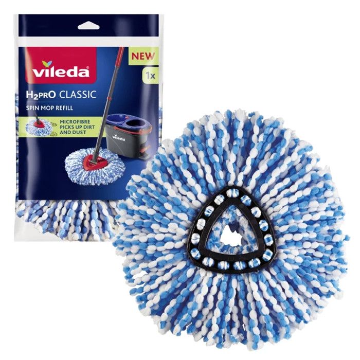 Vileda H2prO mop insert, microfibre, lavable, tête triangulaire, 178330 ...