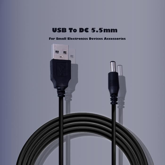 Câble'alimentation USB vers 5.5mm DC 5V, connecteur mâle vers mâle ...