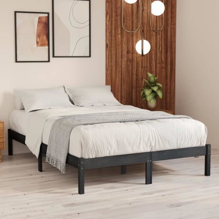 (ONSALE)Bon Sommeil• Luxus - Lit Grand Adulte - Cadre de lit Gris Bois ...