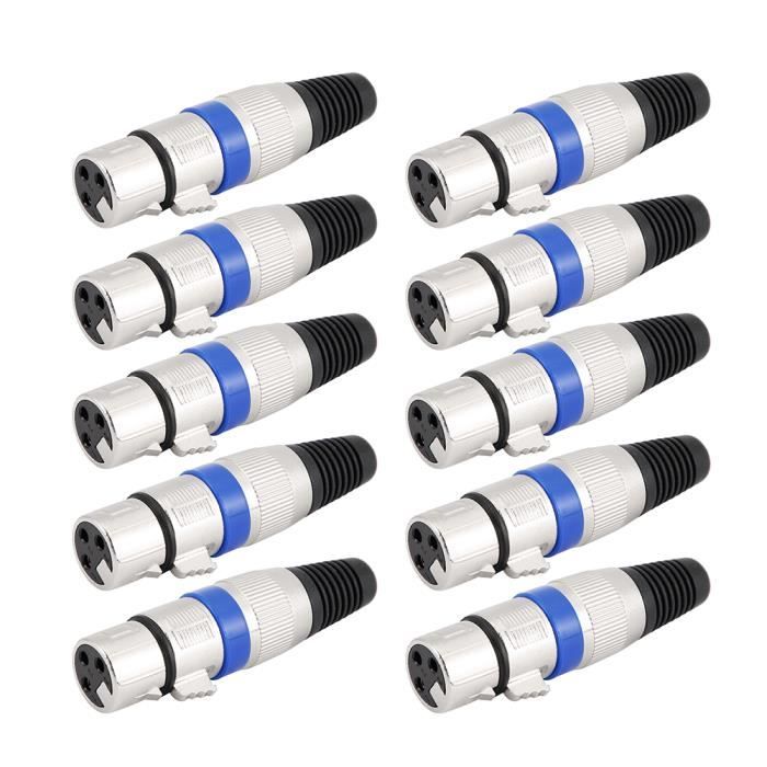 Prise Femelle Xlr 10 Pièces Connecteur De Cable Xlr 3 Broches ...