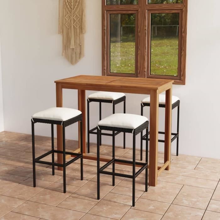 Fdit Ensemble de bar de jardin avec coussins 5 pcs NoirFDI7063373583061 ...