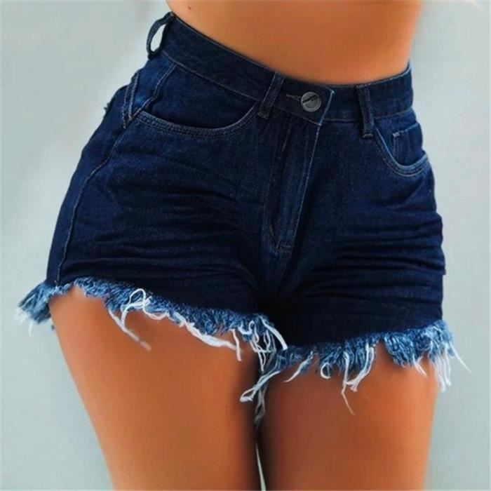 Vêtements Lingerie Short En Jean Déchiré Avec Pompon Pour Femme Short