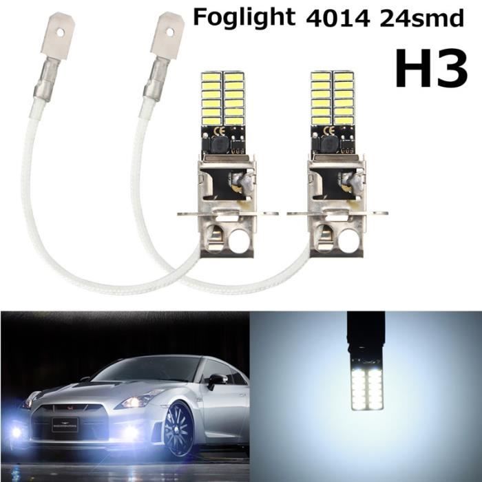 LED Ampoules H3 | 4 lumières 10x H1 H3 6500K blanc 24 SMD 4014 haute ...