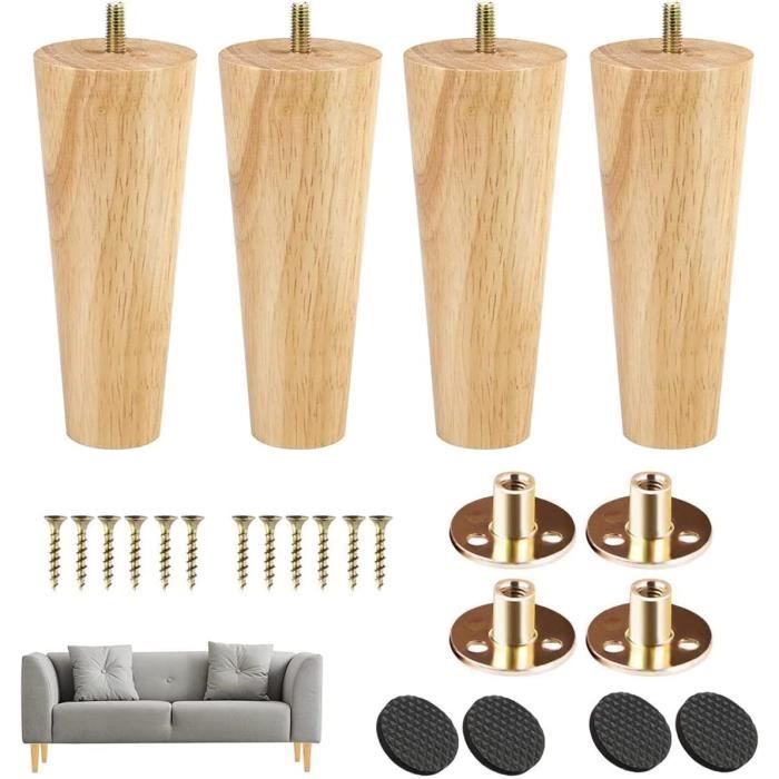 4 Pièces Pieds de Canapé de Rechange Meuble Bois Pied Meuble Bois Pied de lit, Pieds de Meubles ...