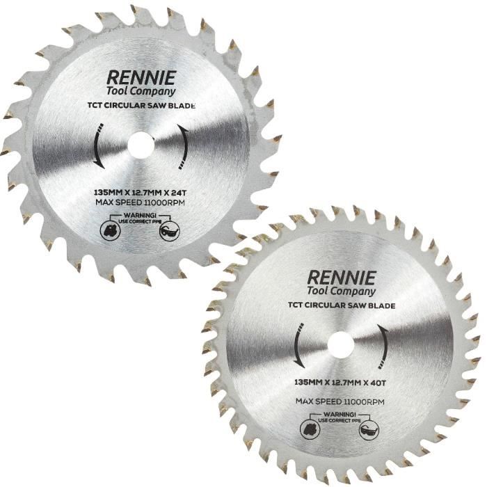 Lot de 2 lames de scie circulaire TCT 24 dents et 40 dents - 135 mm x ...