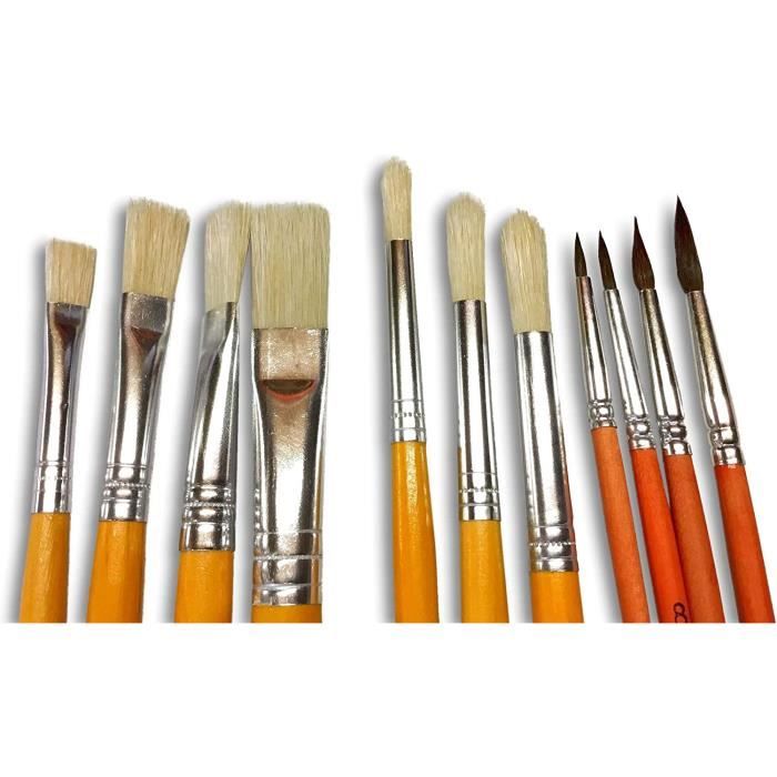 Lot de 11 pinceaux d'artiste Manche Long Peinture Artistique de ...
