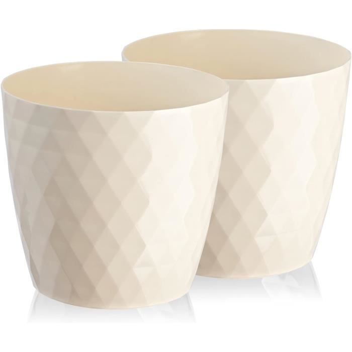 Pot De Fleurs, Pot De Plantes En Plastique, Lot De 2, Forme Ronde ...