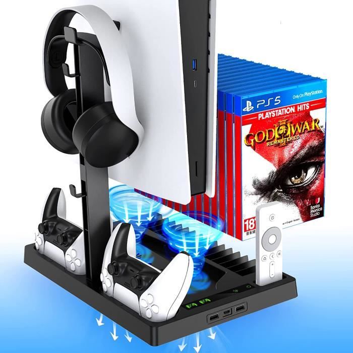 Support PS5 avec Ventilateur de Refroidissement et Support de Casque ...