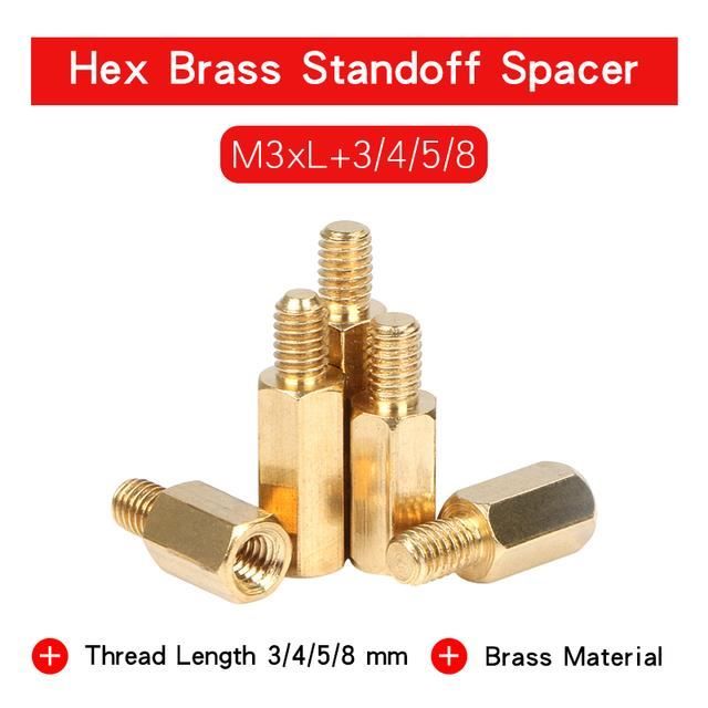 VIS,M3-Thread 4 mm-30 mm--Vis'espacement hexagonal en laiton, vis M3 ...