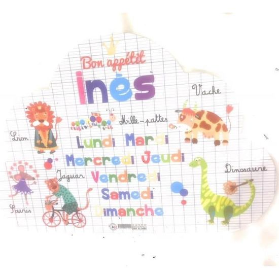 Lire Et Dire - Set De Table Prénom Forme Nuage- Ines- (Recto & Verso ...