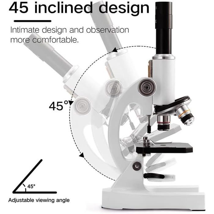 Microscope Composé de Grossissement 64X-2400X, avec Lames de Microscope ...