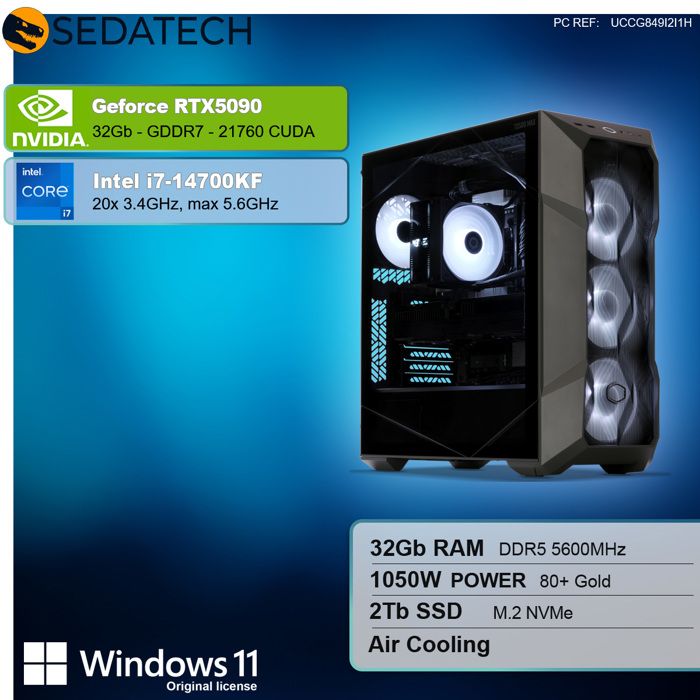Sedatech PC Gamer Pro ATX Premium • Intel i7-14700KF • RTX5090 • 32Go DDR5 • 2To SSD M.2 ...