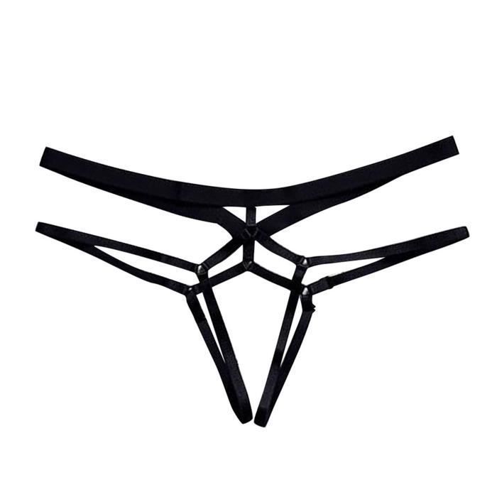 String Tanga Femmes culotte sexy dentelle haute élastique lingerie ...