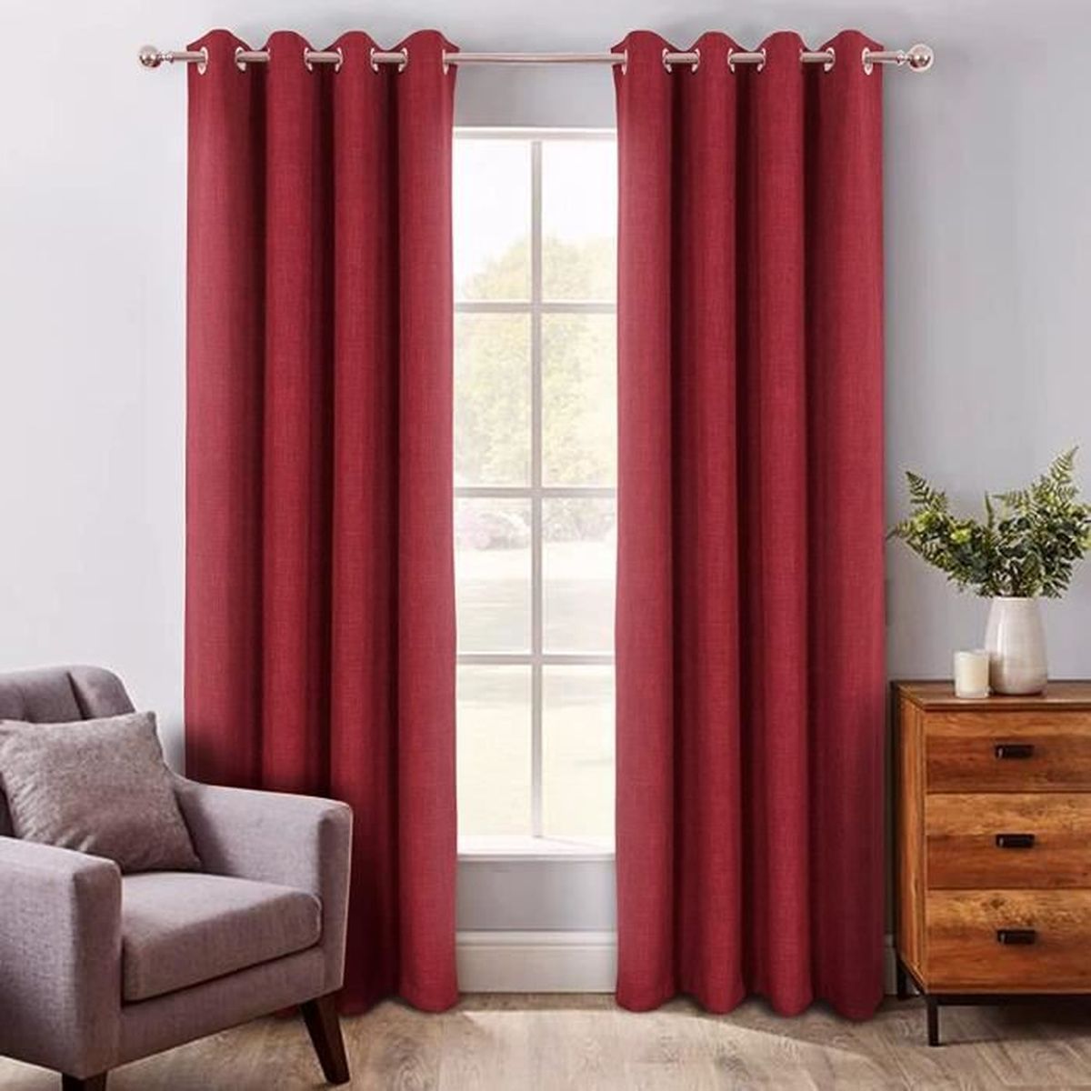 Rideaux Occultant,100% en Faux Lin Rideau,Double Rideaux Obscurcissant ...