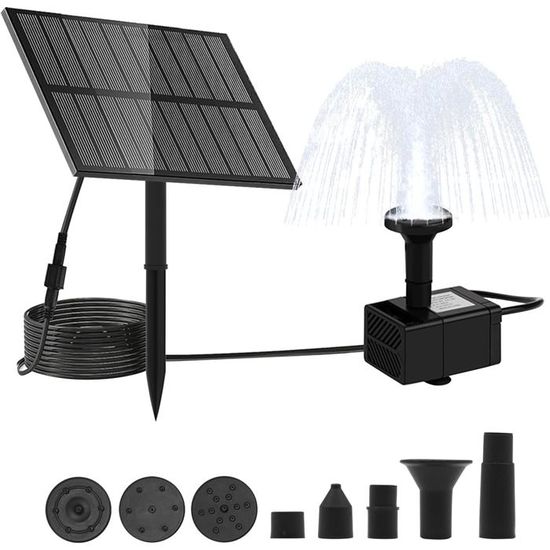 Fontaine Solaire, Pompe Solaire pour étang 5V 1.5W, Pompe à Eau Solaire avec 7 Styles de ...