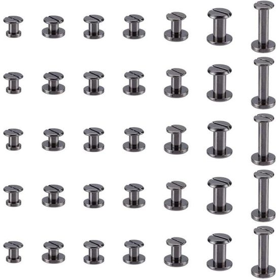 7 Tailles 35 Sets Goujon Rivet À Tête Plate Vis À Ecrou En Fer Pour Sac ...
