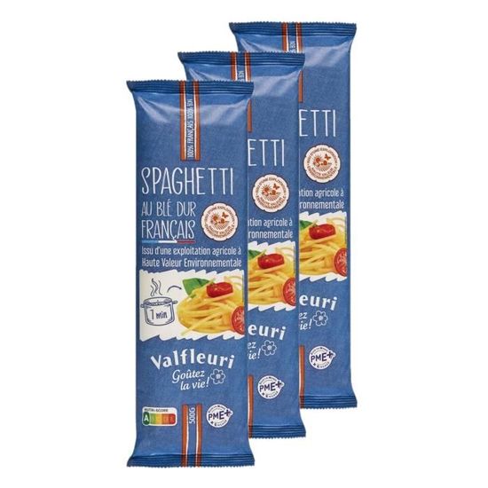 Valfleuri - Lot 3x Pâtes - Gamme HVE "Spaghetti" - Sachet 500g ...