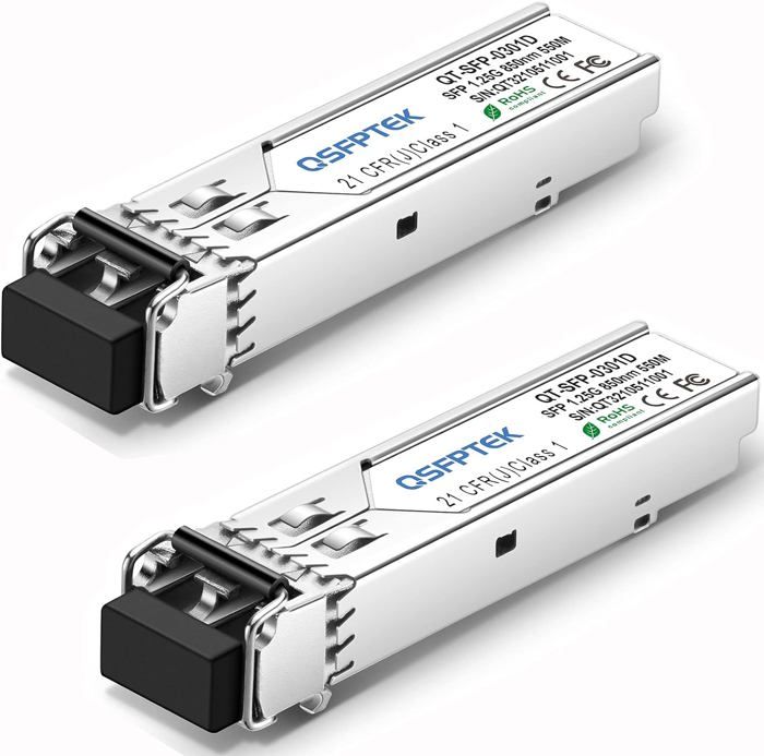 2Pack 1000Base-SX Transceiver Gigabit Multimode SFP to LC Module, MMF 850nm,550m,DOM, Mini-G for ...