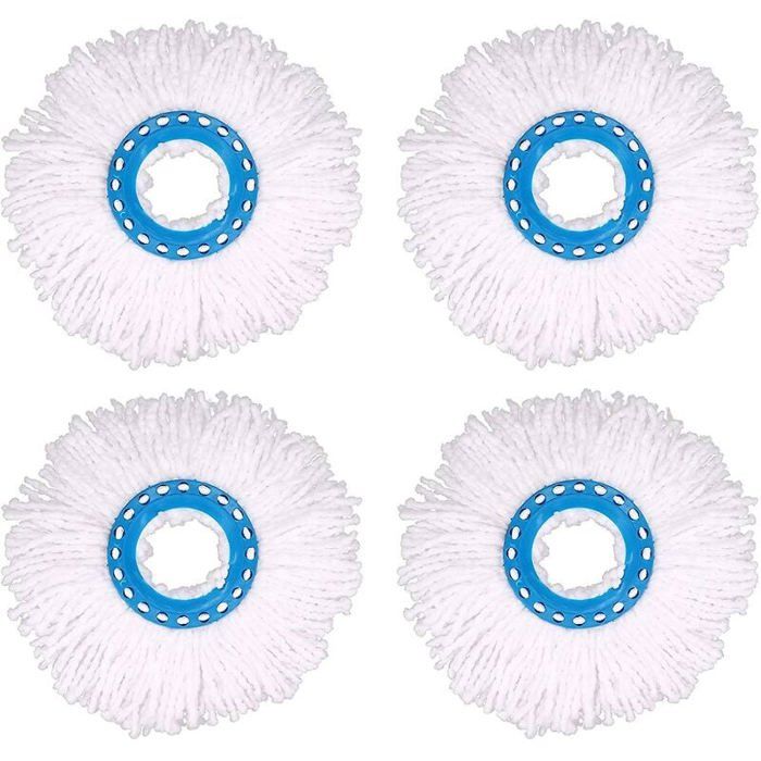 4Pcs Têtes Microfibre Balai, Tête de Vadrouille Rechange Rond Têtes Mop ...