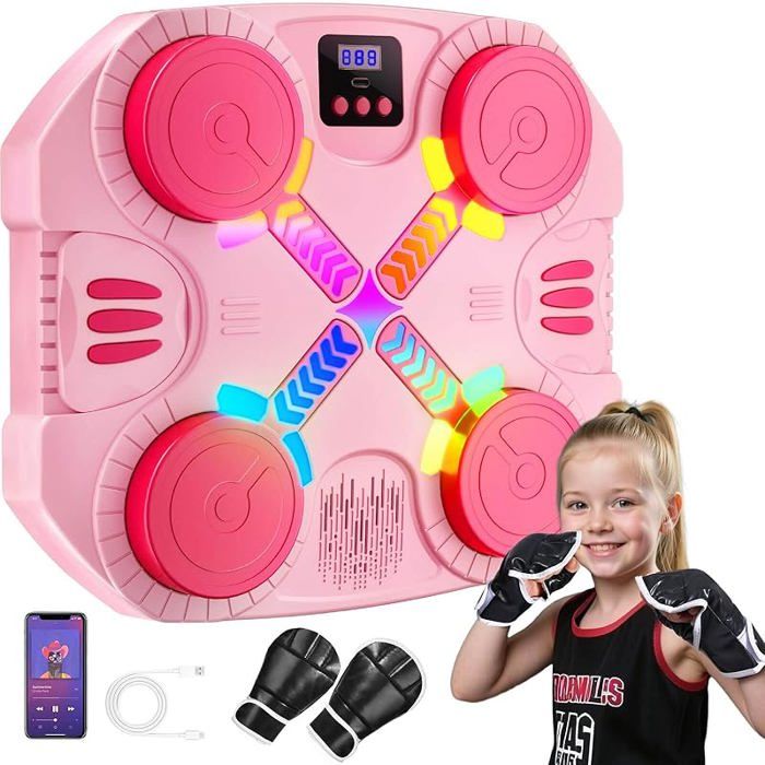 Machine de Boxe Musicale Jouet Enfants: Cible Bluetooth Murale LED ...