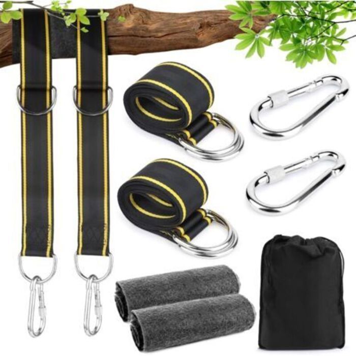Kit fixation balançoire avec coussins protection arbre + 2 mousquetons ...