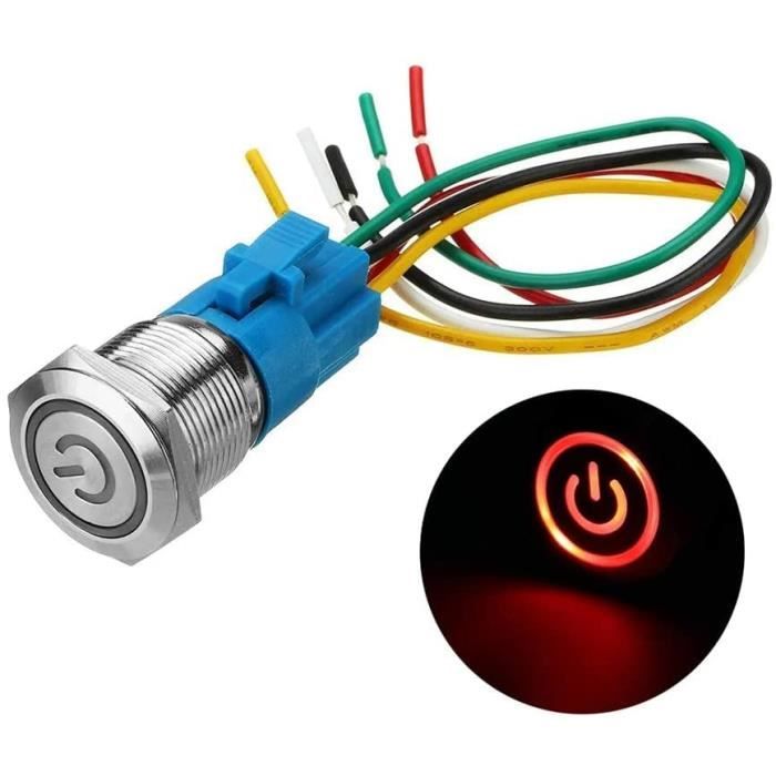 YUNIQUE FRANCE 16mm Interrupteur à bouton-poussoir 12V-24V 5A LED ON ...