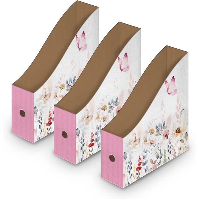 Lot de 3 porte-revues en carton Motif papillon pour format A4 - Porte ...