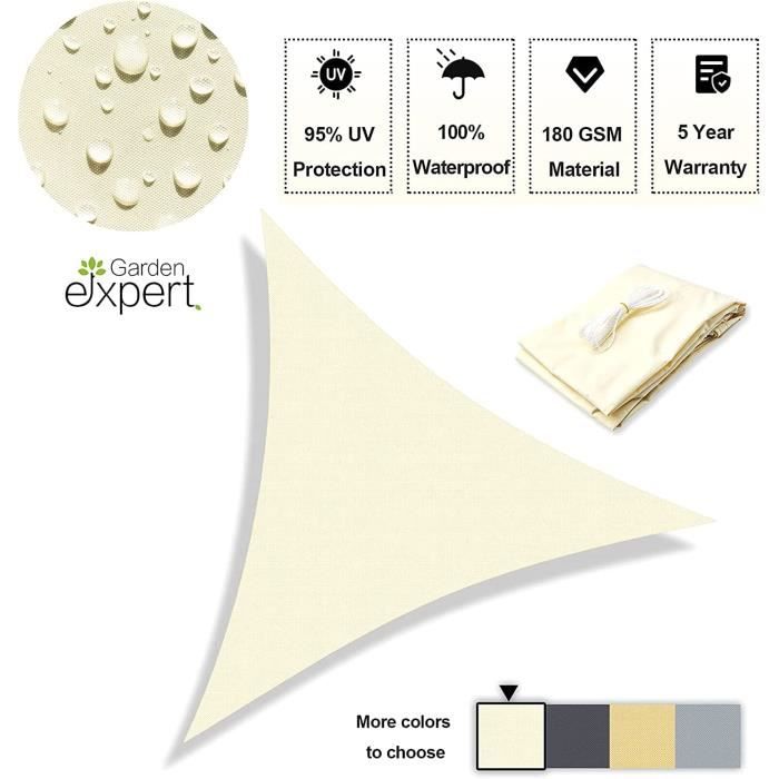Triangle Voile D'ombrage, 3m x 3m x 3m Étanche 98% De Blocage UV Toile ...