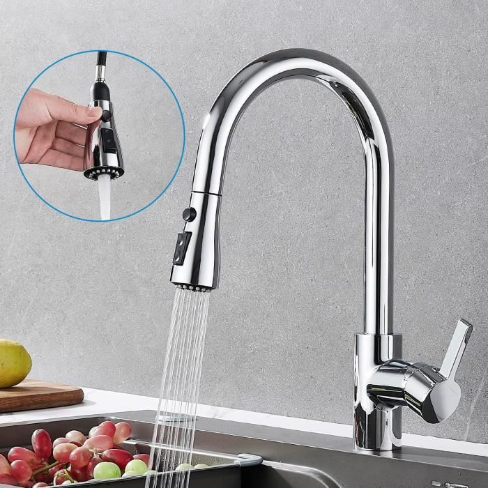 Robinet Cuisine Avec Douchette Extensible, Mitigeur Cuisine Douchette ...