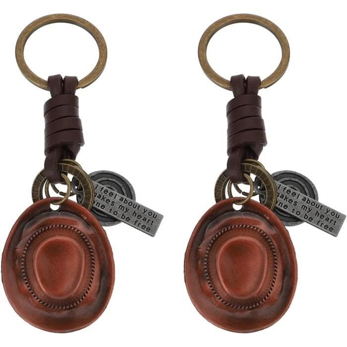 2 Pièces Mini Chapeau de Cowboy Western Cowboy Cap Porte- Clés Rétro en ...