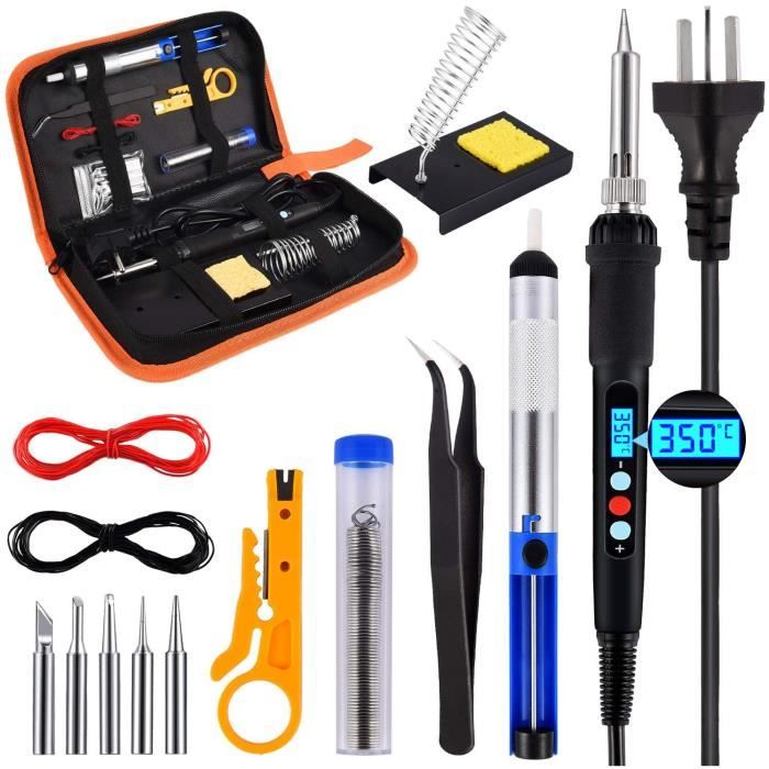 HFIENT-Fer à Souder Kit Soudure Electronique 60W Écran LCD 14 en 1 avec température réglable 180 ...