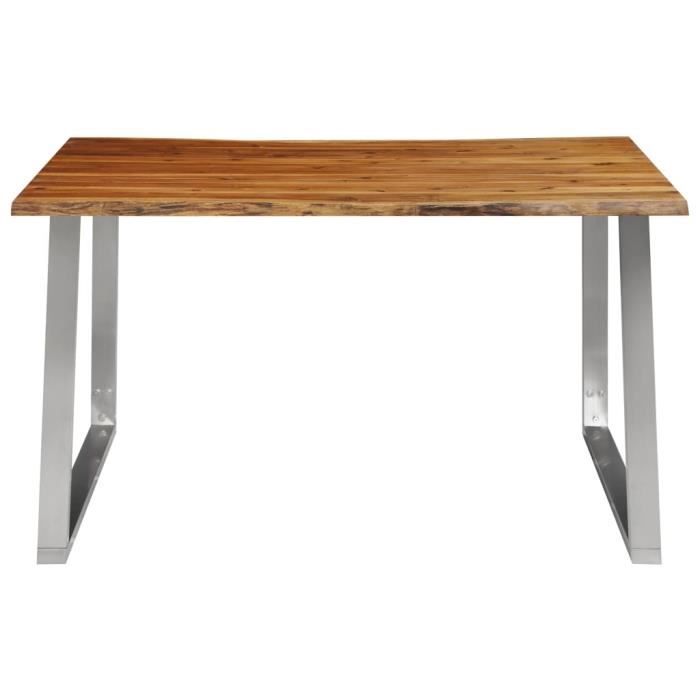XIO Table à dîner 140x80x75 cm Bois d'acacia et acier inoxydable 112259 ...