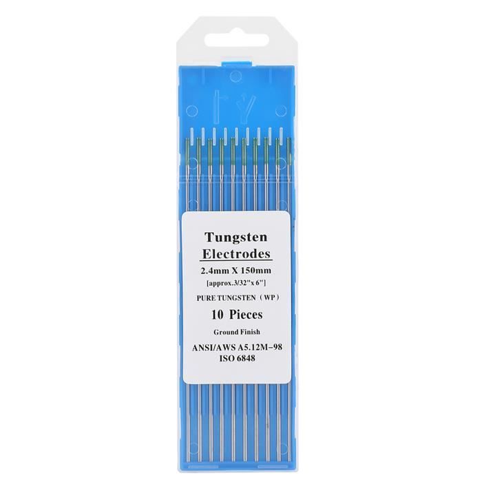 EJ.life Électrode TIG 10pcs Électrodes de Tungstène Pur WP Pointe Verte ...