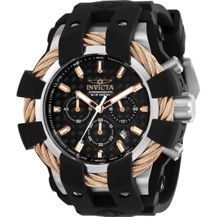 INVICTA BOLT HOMME BRACELET CAOUTCHOUC NOIR QUARTZ ANALOGIQUE MONTRE ...