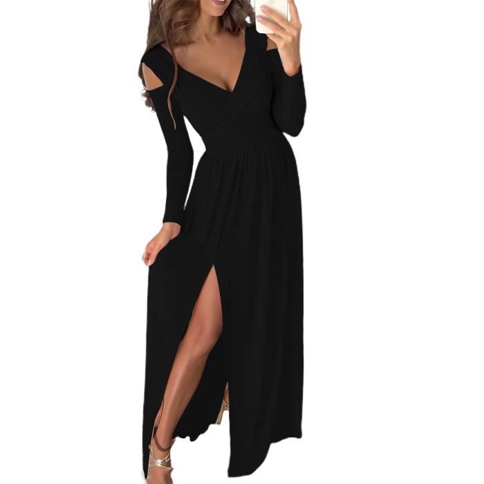 ROBE Femmes Robe Couleur Solid Couleur Split Hem Automne Mid-Taille ...
