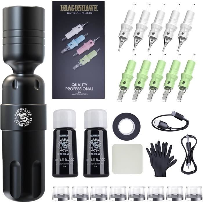 Dragonhawk S8 Tattoo Kit Tattoo Machine Set Wireless Battery Pen Maschine Rotary Tattoo Motor ...