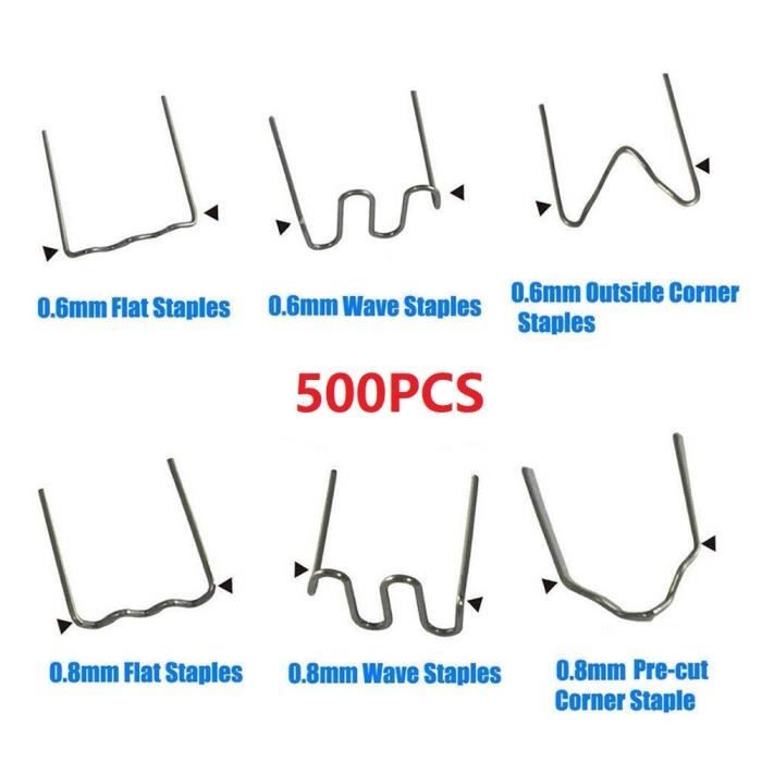 0 8mm plat - Agrafes à chaud pour plastique, 500 pièces, soudeur ...