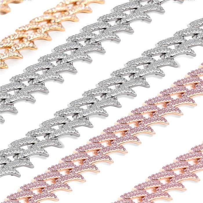 Chaîne Cubaine Homme Iced Out,Miami Cuban Link Chaîne,Plaqué Or Réal 18 ...