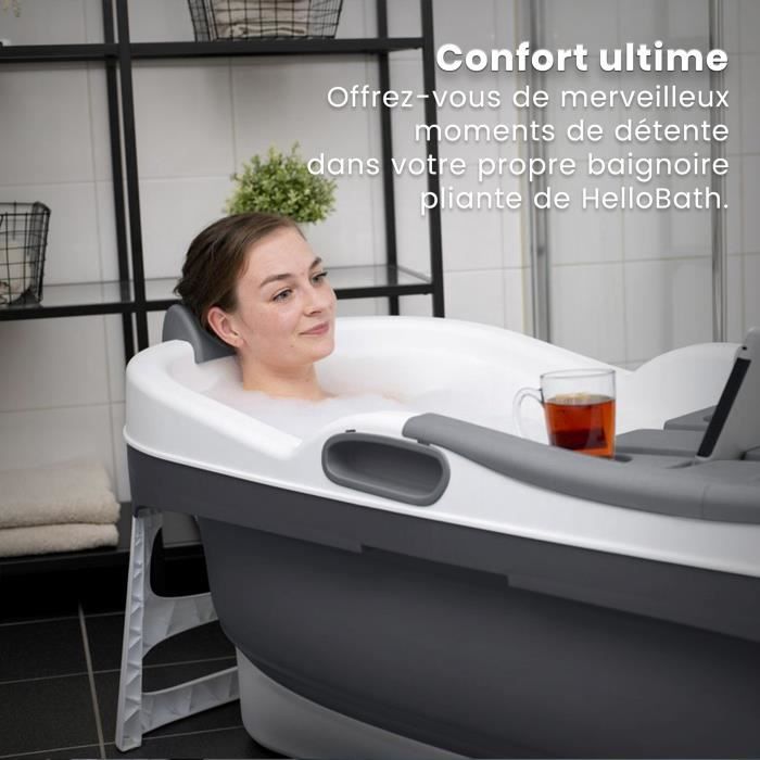 Baignoire Pliable Adulte - HelloBath® - XL, 148x63x52 cm - Portable - en polypropylène (Couleur ...
